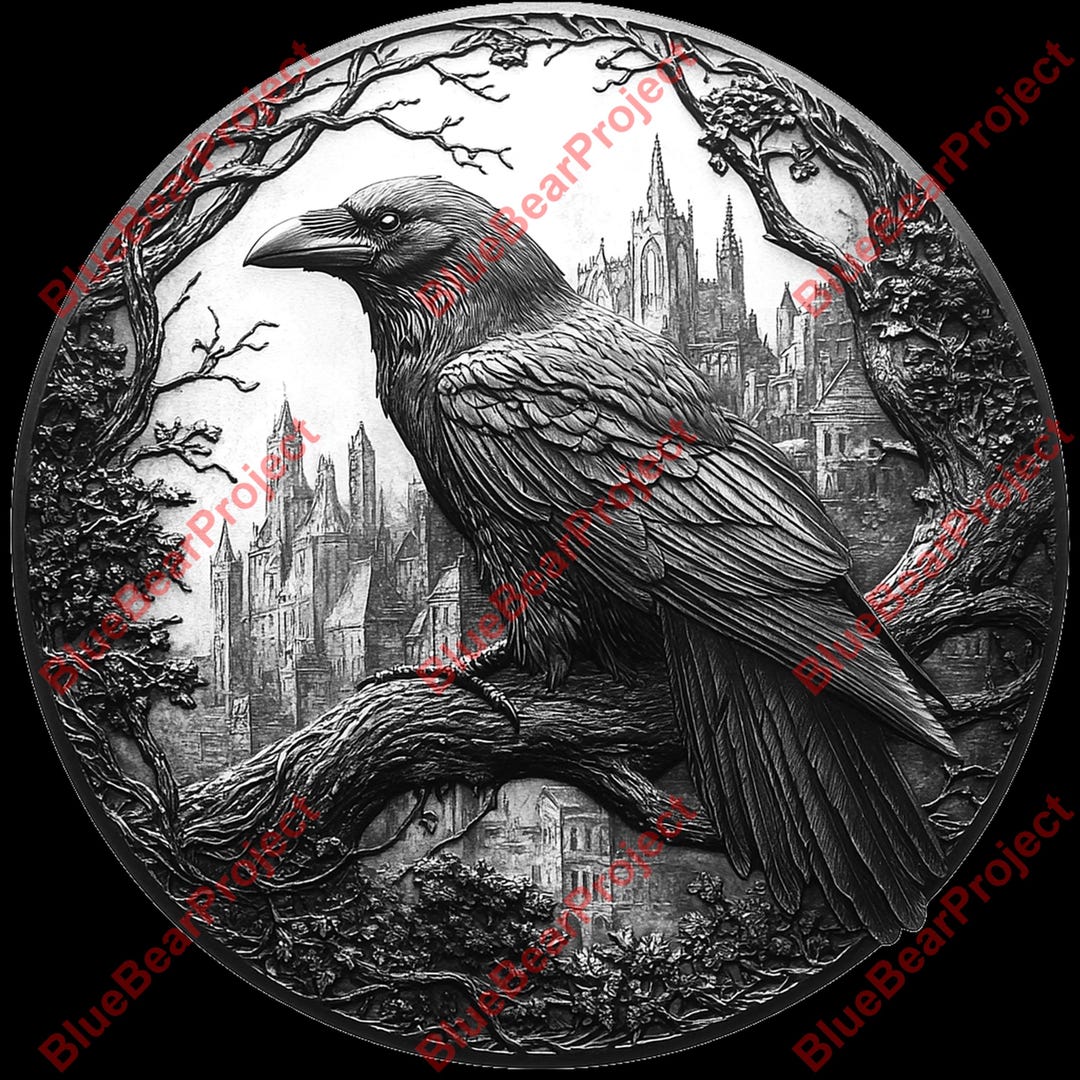 Raven, Crow PNG, Laser Engrave, Burn PNG, Realistic File Ready for ...