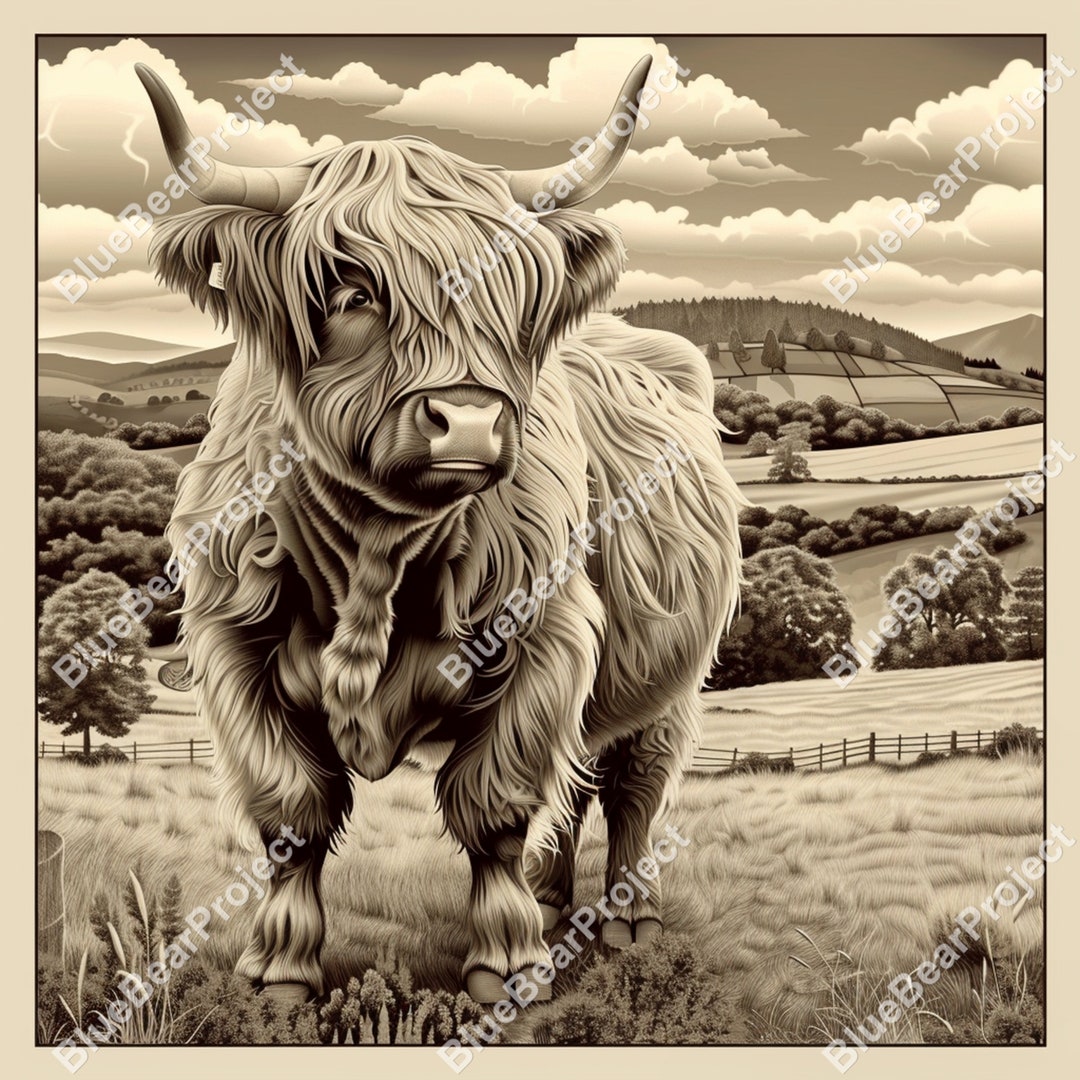 Highland Cow PNG, Laser Engrave Burn PNG, Ready for Engraving on Wood ...