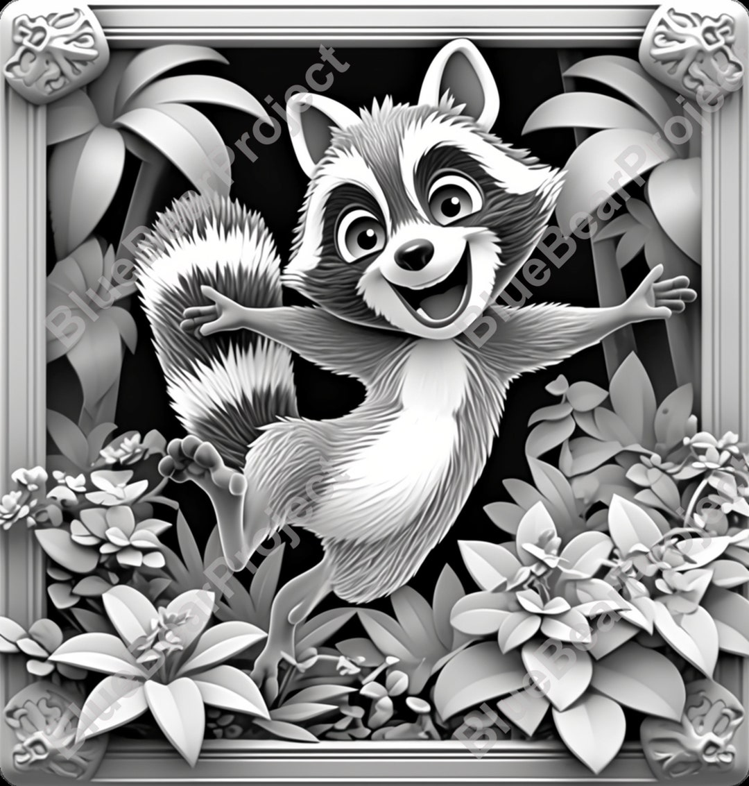 Cute Baby Racoon PNG, Digital File, Laser Engrave PNG File for Laser ...