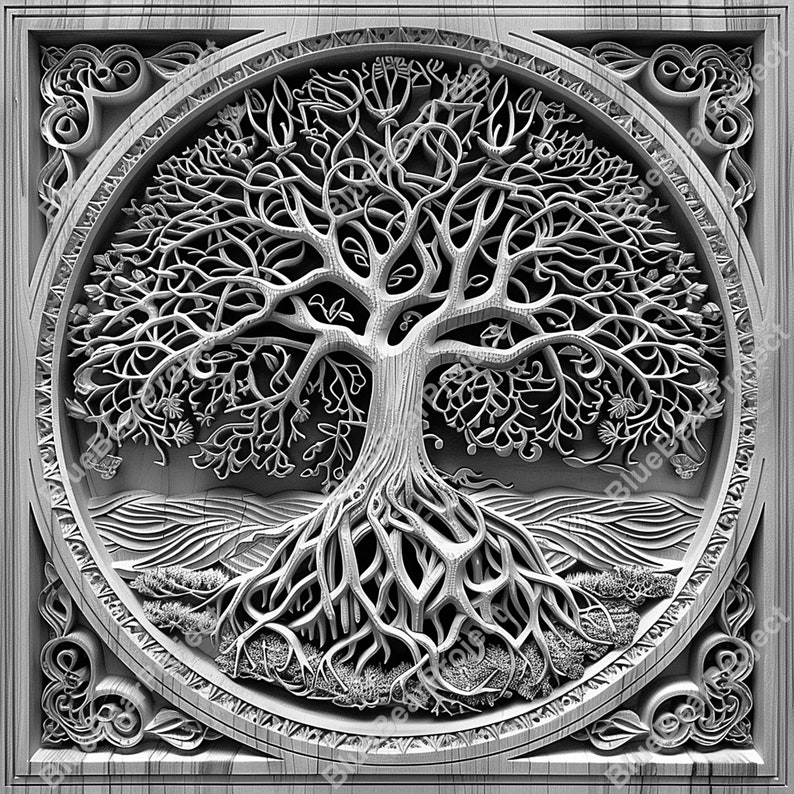 Tree of Life, Laser Engrave, Burn PNG, File Ready for Engraving on Wood ...