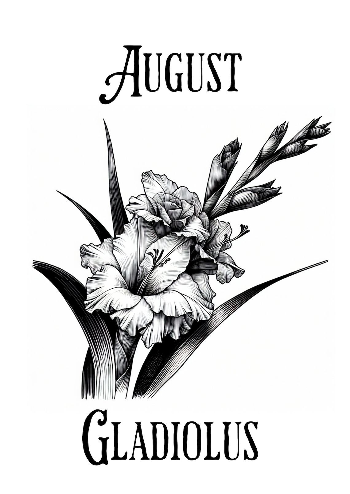 August Gladiolus Birth Flower Wall Art Gift for Birthday, Mother ...