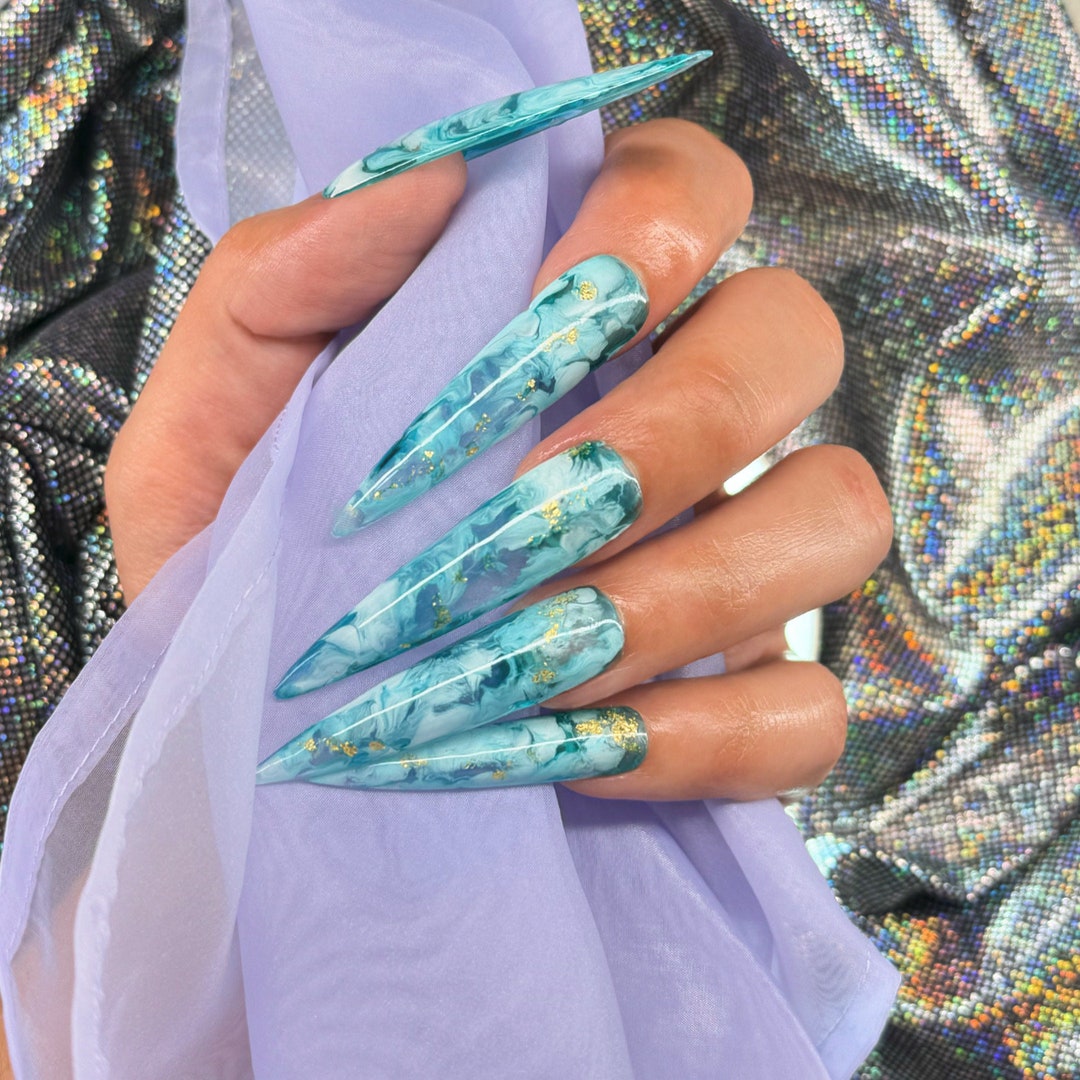 Sunset Nails Blue Lagoon Stiletto Xl - Etsy