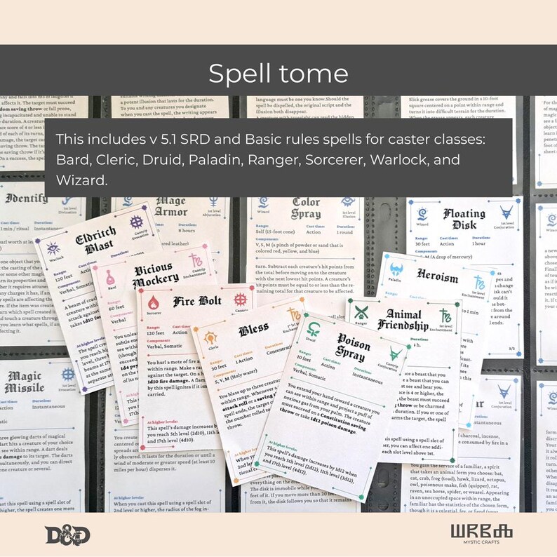 Dnd Bundle Spell Cards | Download and Print Spell Cards | Fillable Form ...