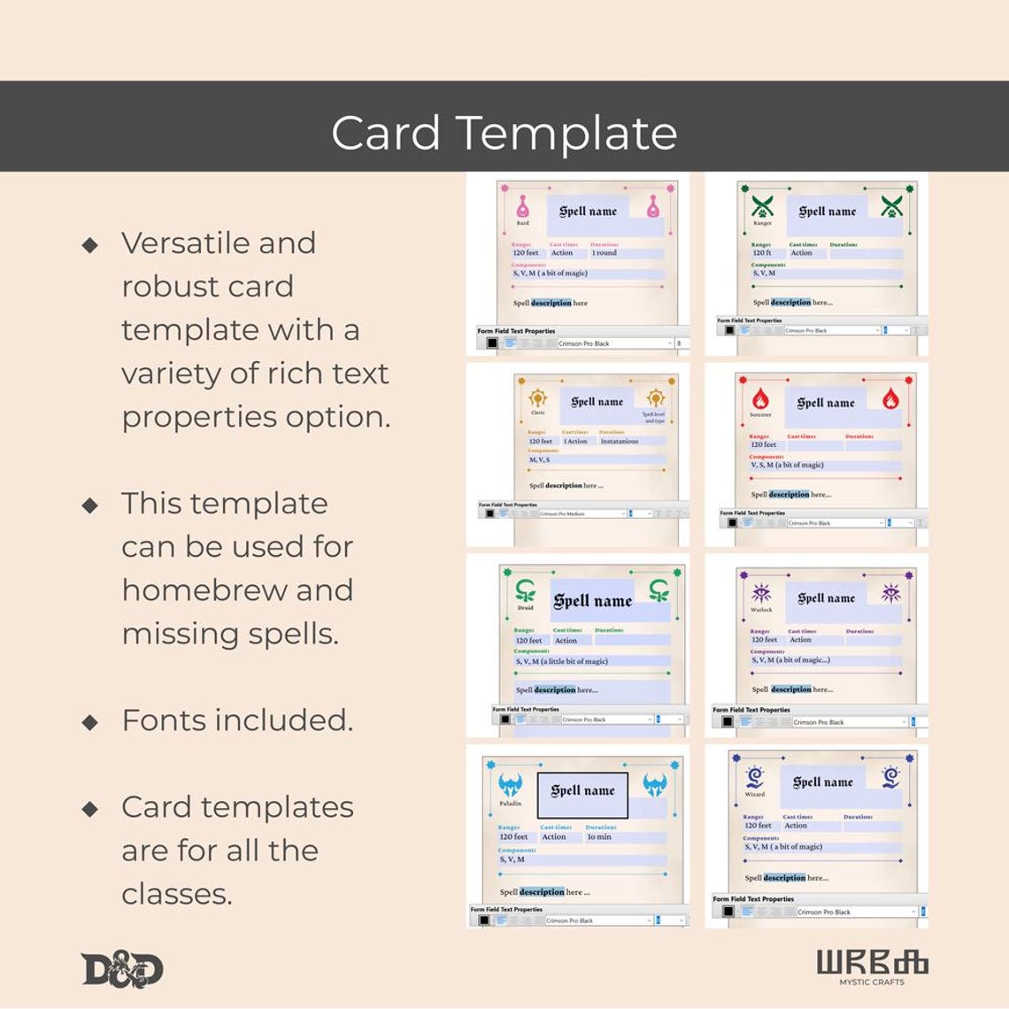 Dnd Spell Cards Bundle for All Classes 2014 | Download PDF | Blank Card ...
