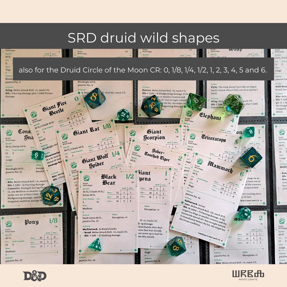 Dnd Druid Wild Shape Cards 2024 | Download and Print Wild Shape Cards ...