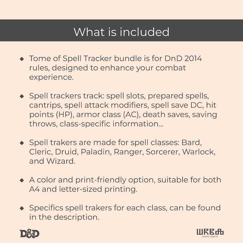 Dnd Spell Tracker Bundle for All Classes 2014 | Download PDF - Etsy