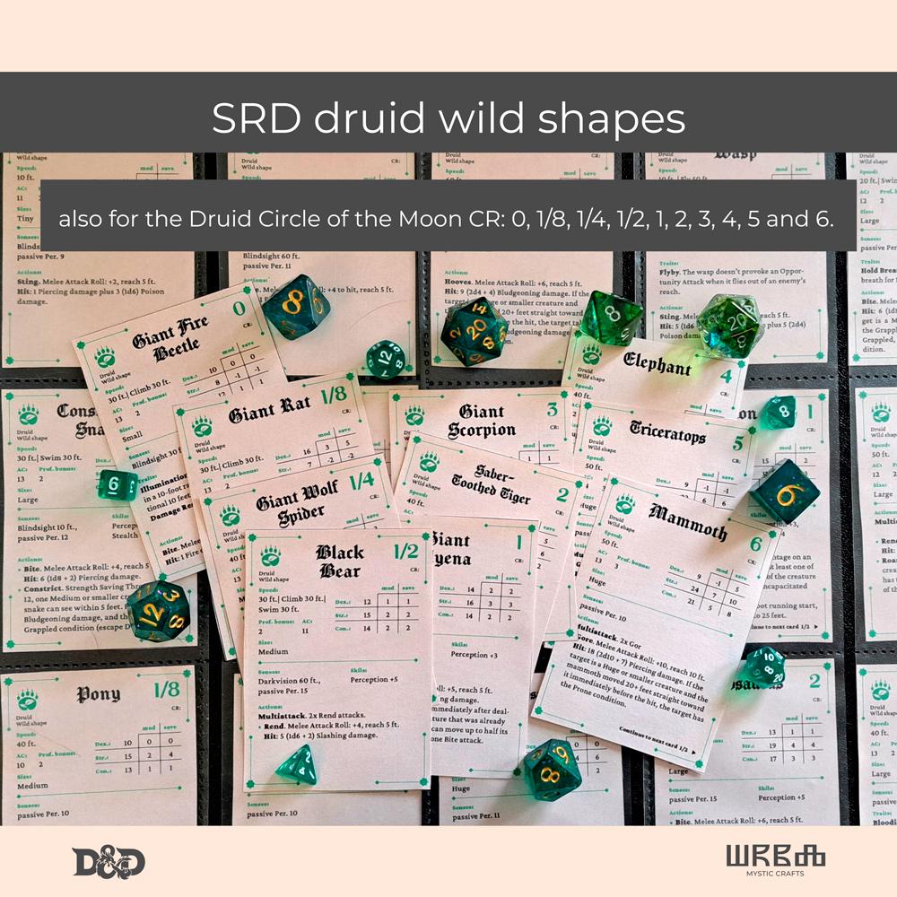 Dnd Druid Wild Shape Cards 2024 and Blank Card (digital Download) - Etsy