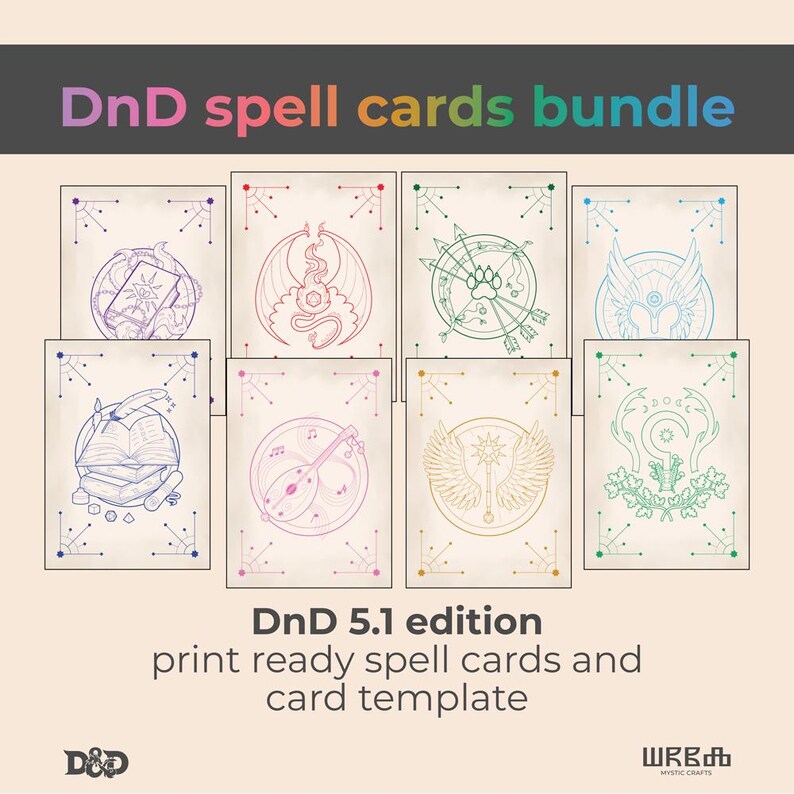 Dnd Bundle Spell Cards | Download and Print Spell Cards | Fillable Form ...