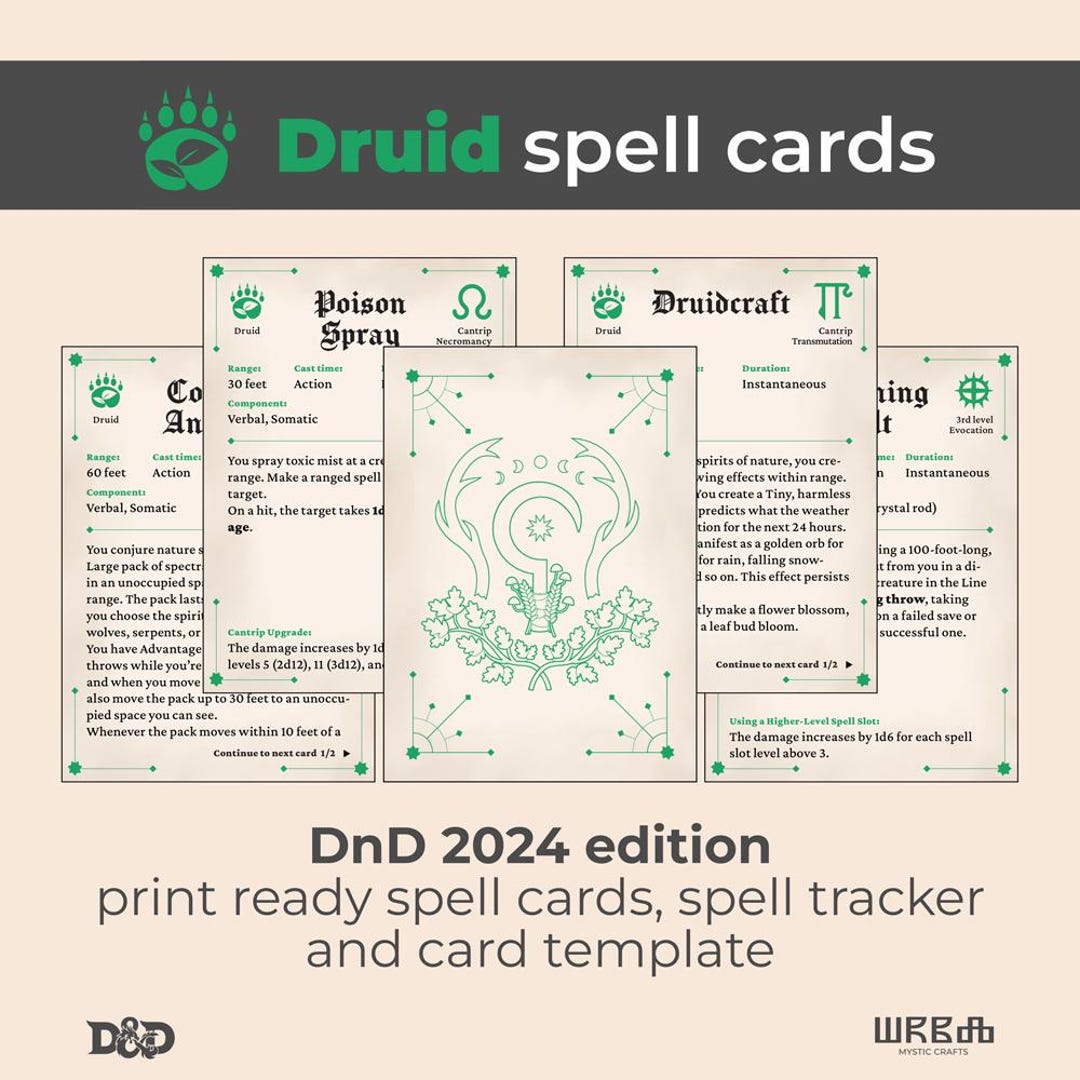 Dnd Drudi Spell Cards 2024 | Dnd Spell Cards Download Pdf | Dnd ...