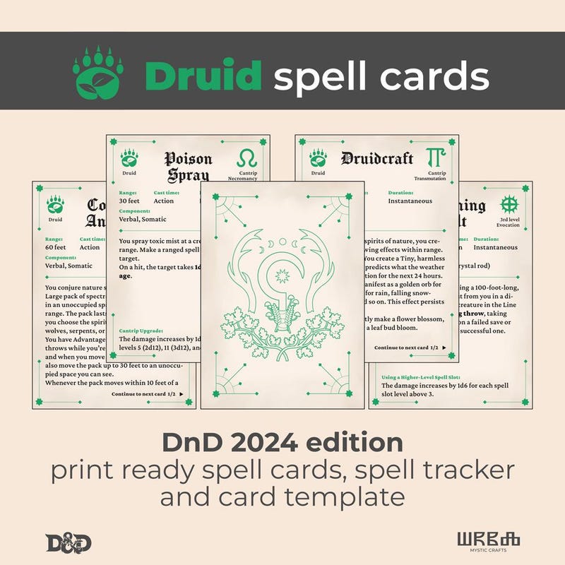 Druid Spell Card 2024 - Etsy
