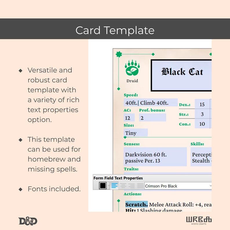 Dnd Druid Wild Shape Cards 2024 and Blank Card (digital Download) - Etsy