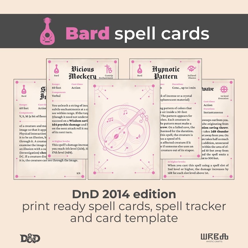 Bard Spellbook Cards - Etsy