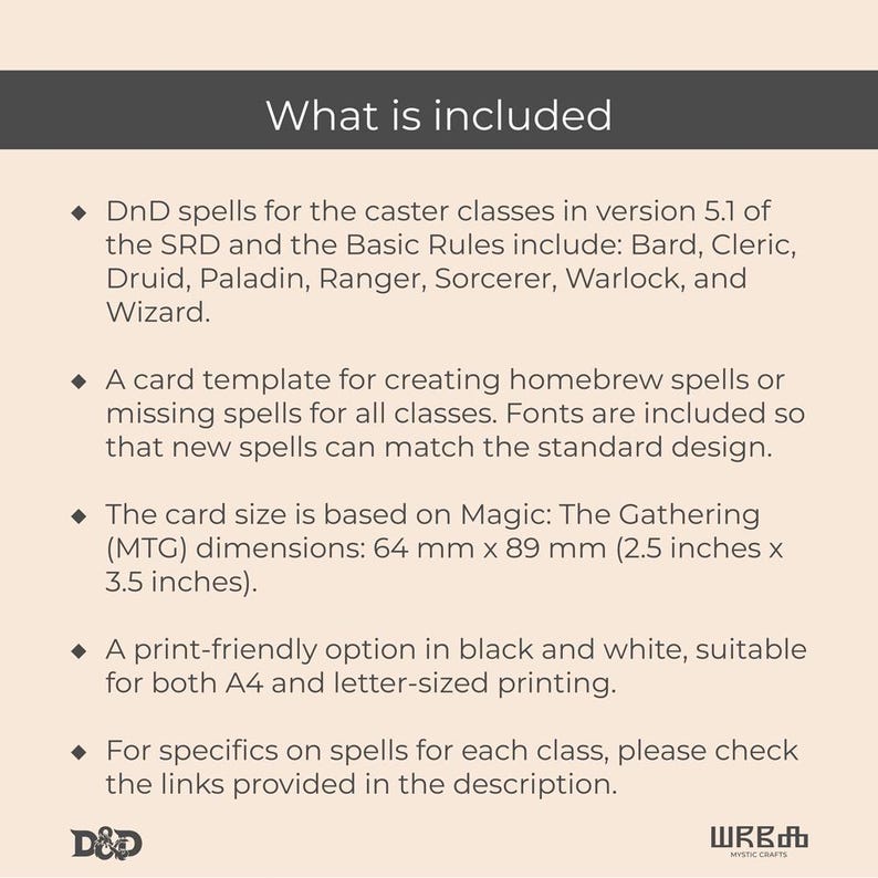 Dnd Bundle Spell Cards | Download and Print Spell Cards | Fillable Form ...