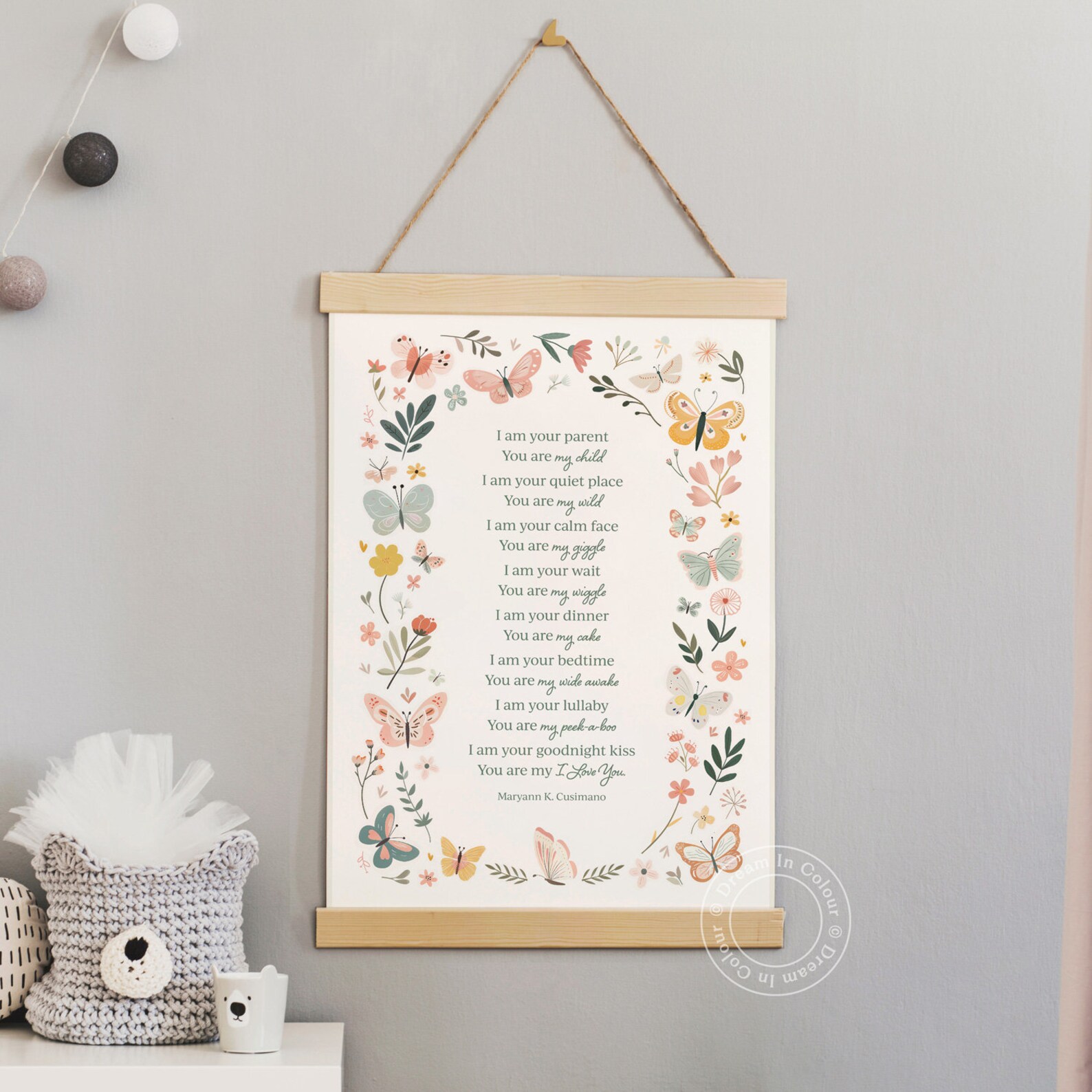 Flower and Butterfly Motherhood Poem, Girls Room Print, Toddler Poem ...