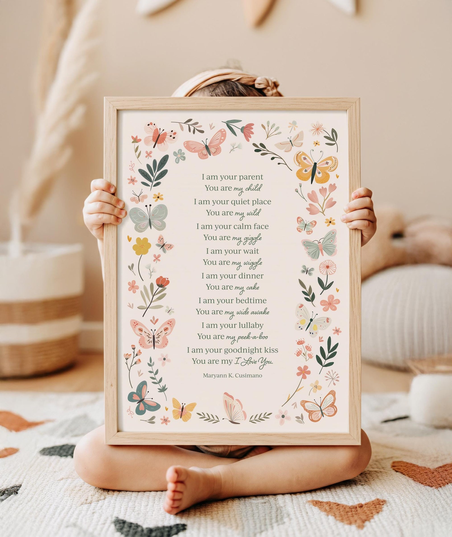 Flower and Butterfly Motherhood Poem, Girls Room Print, Toddler Poem ...