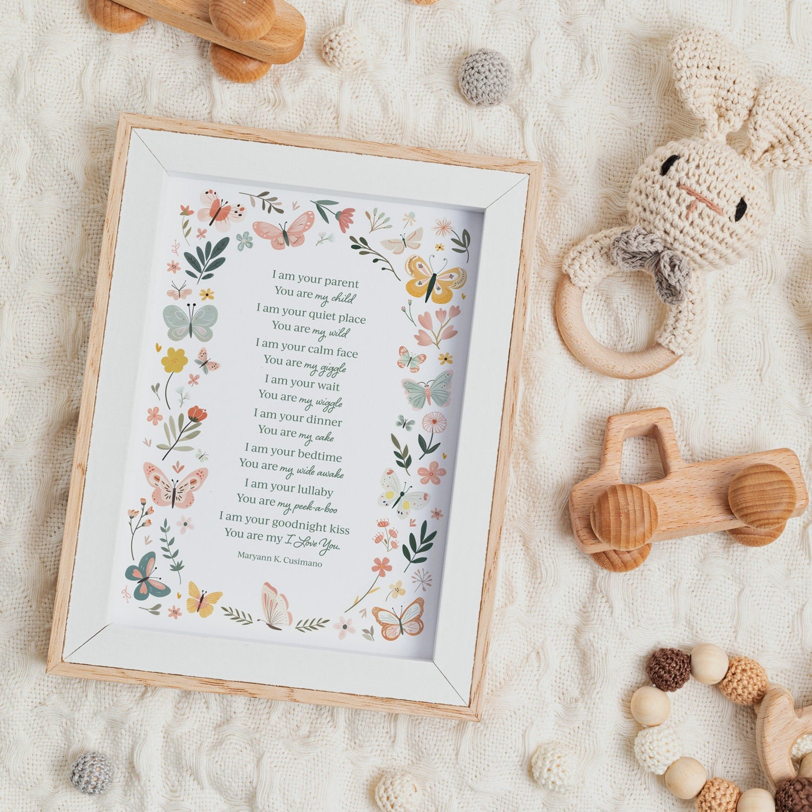 Flower and Butterfly Motherhood Poem, Girls Room Print, Toddler Poem ...