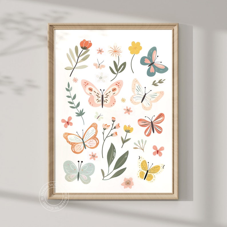 Butterfly Nursery Art Prints: Floral Name Art, Set of 3 (digital ...