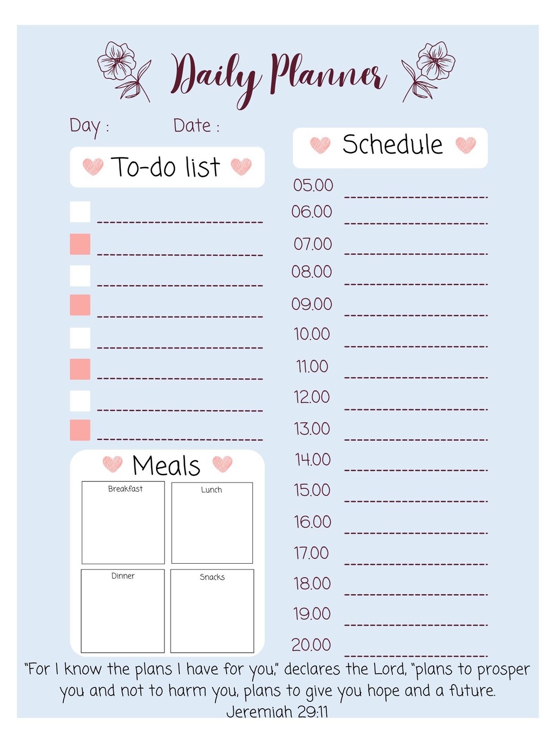 Daily Planner With Scripture - Etsy