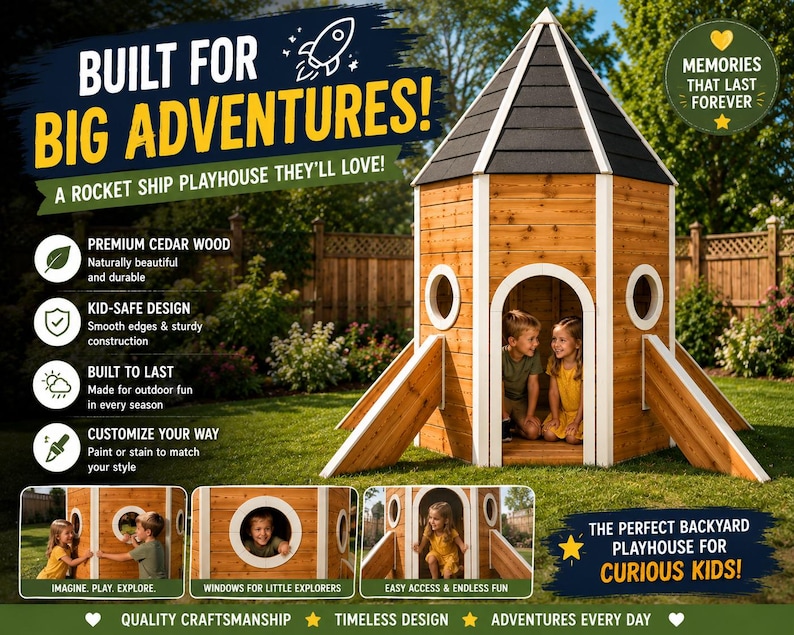 Rocket Ship Playhouse Plans | Kids Playground Easy Woodworking ...