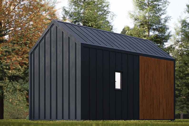 21ft Modern Cabin House Plans PDF | Tiny Home With Loft | Minimalist ...