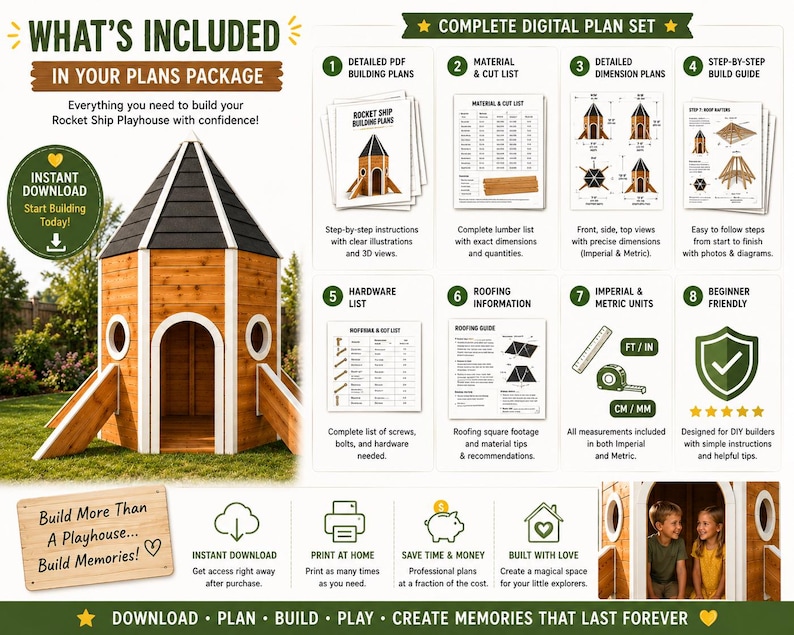 Rocket Ship Playhouse Plans | Kids Playground Easy Woodworking ...