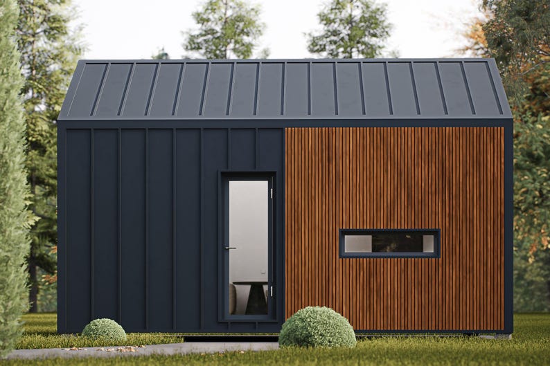 21ft Modern Cabin House Plans PDF | Tiny Home With Loft | Minimalist ...