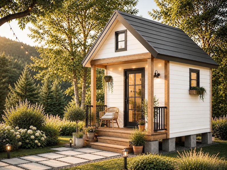 Small Cabin Plans PDF | Tiny House Plan, Modern Cottage Blueprint, DIY ...