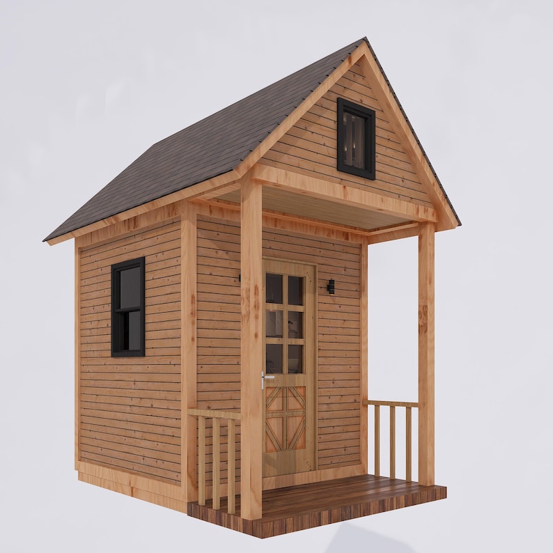 Small Cabin Plans PDF | Tiny House Plan, Modern Cottage Blueprint, DIY ...