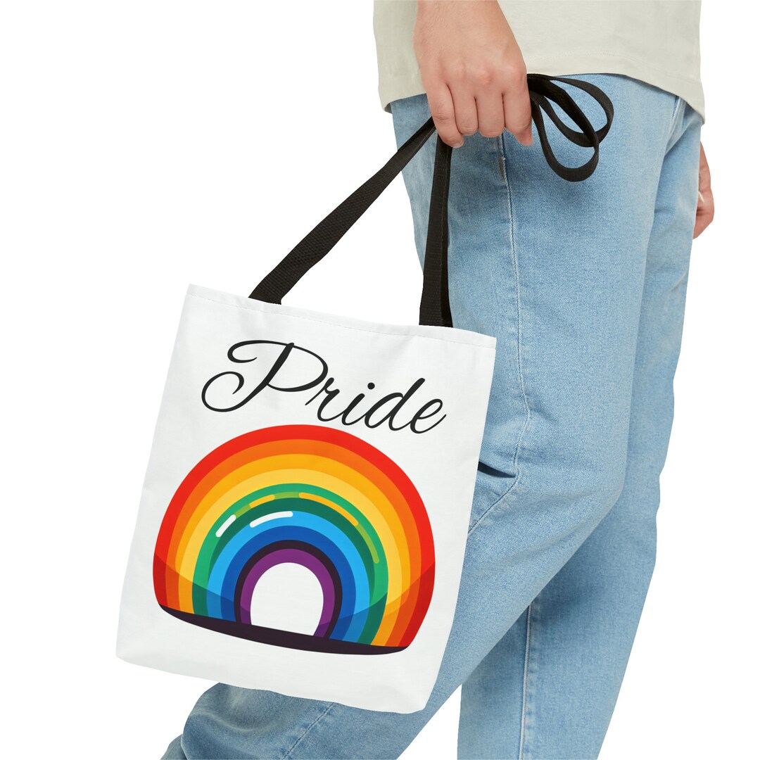 Pride Rainbow Tote Bag, LGBTQ Tote Bag, LGBTQ Gift, Rainbow Shopping Bag, Love, Rainbow Tote Bag ...