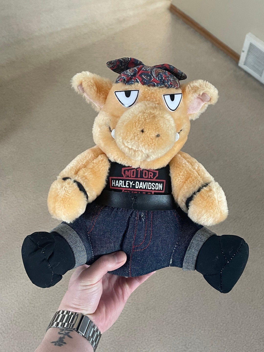 Vintage Harley Davidson Hog in Bandana Plush Pig Play by Play Jeans ...