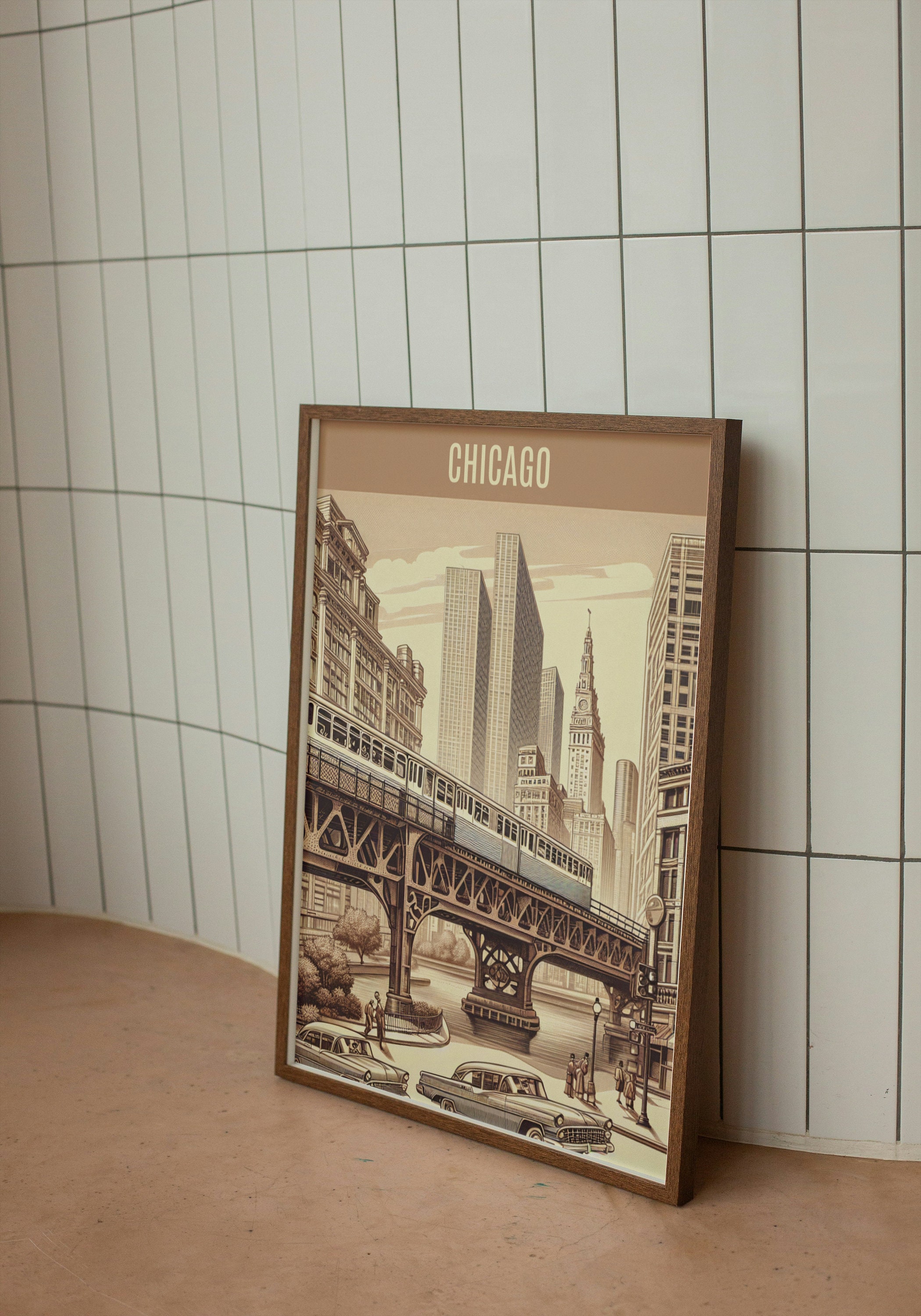 Chicago Retro Travel Poster / Printable Wall Art Vintage Wall Decor ...