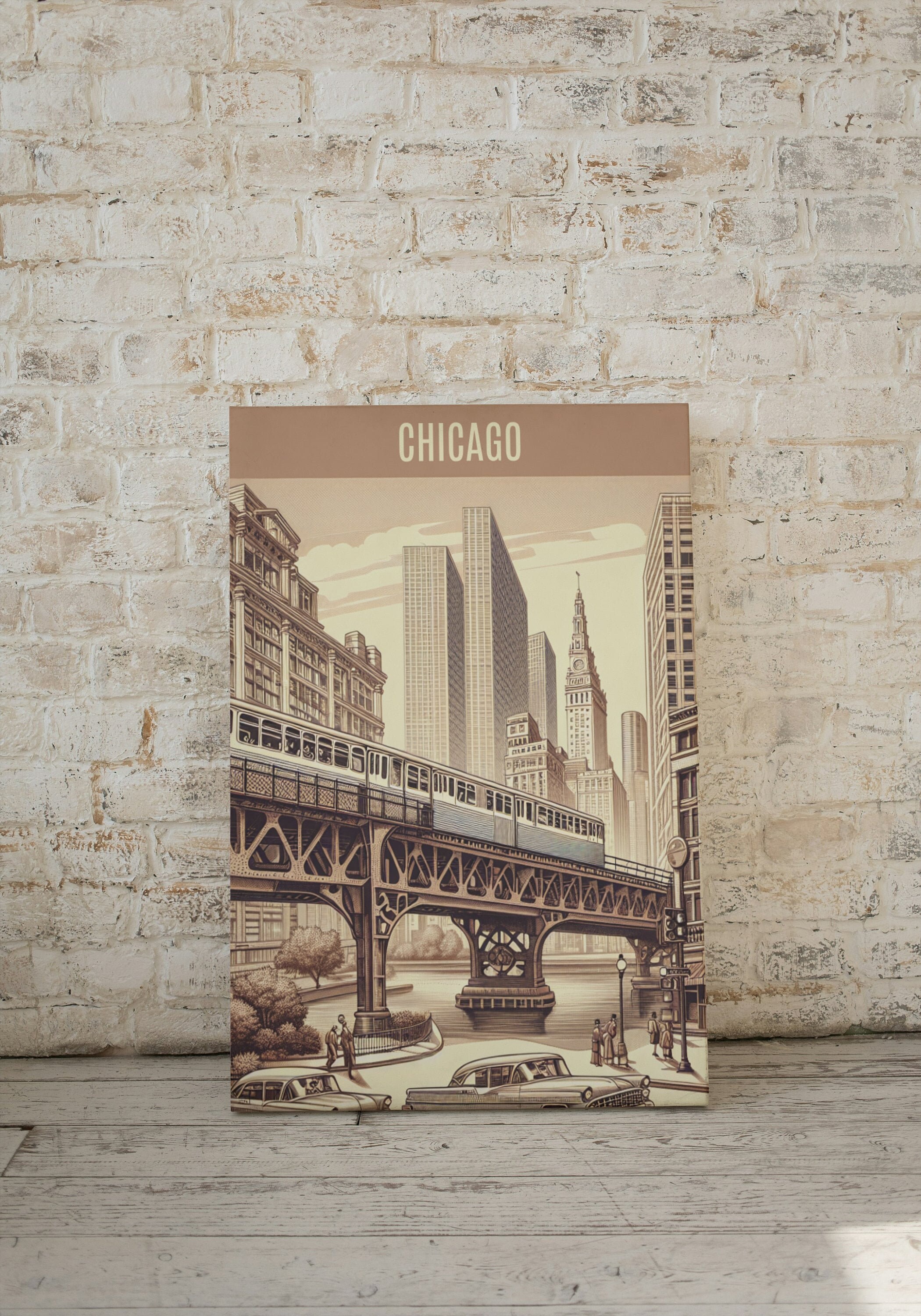 Chicago Retro Travel Poster / Printable Wall Art Vintage Wall Decor ...