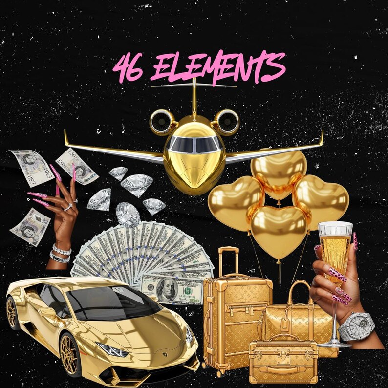 46 Clip Art Elements- Luxury Baddie Gold Elements - PNG Realistic ...