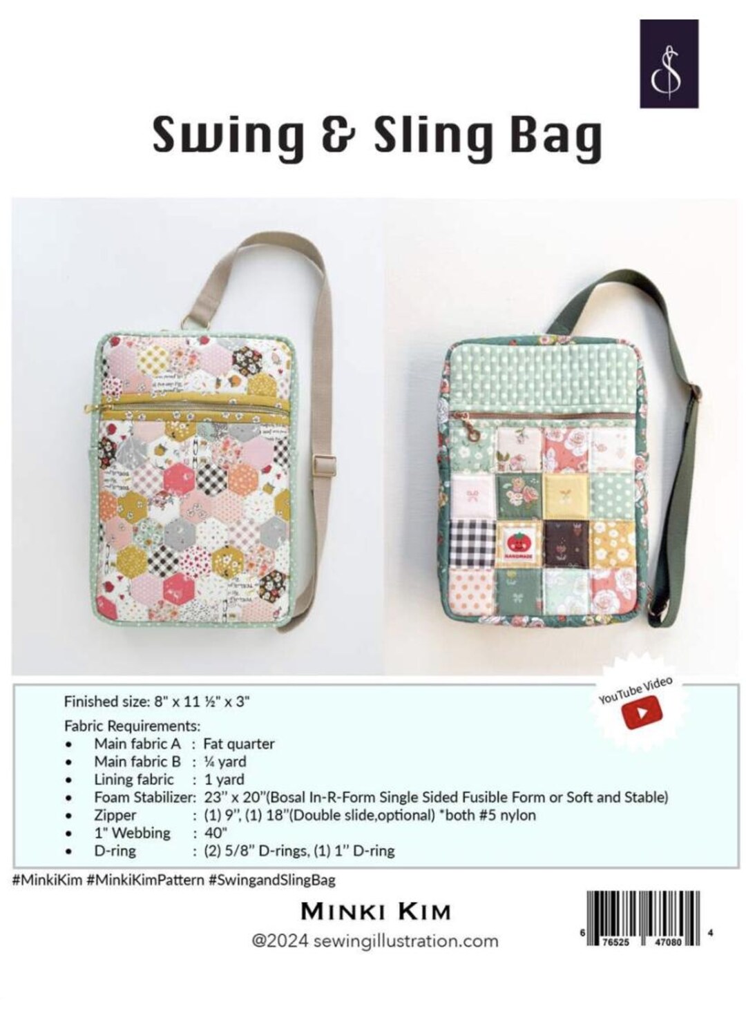 Swing & Sling Bag Pattern – Minki Kim – Sewing Illustration – Crossbody ...