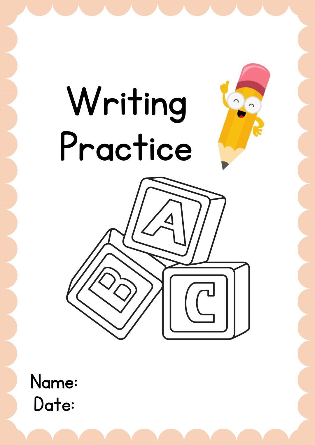 Writing Practice | Pre-school Worksheets - Etsy