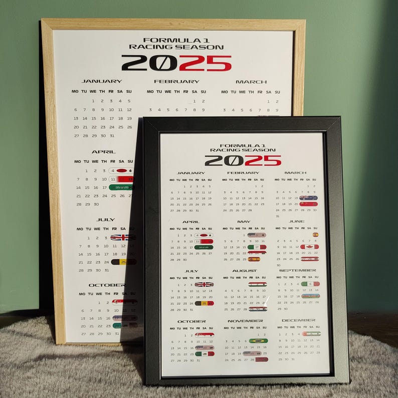 Formula 1 2025 Year Calendar Raceday Poster - Country Flags [digital Print] - Etsy