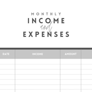 Financial Worksheets Planning Printable PDF Easy Minimal Expense Income ...