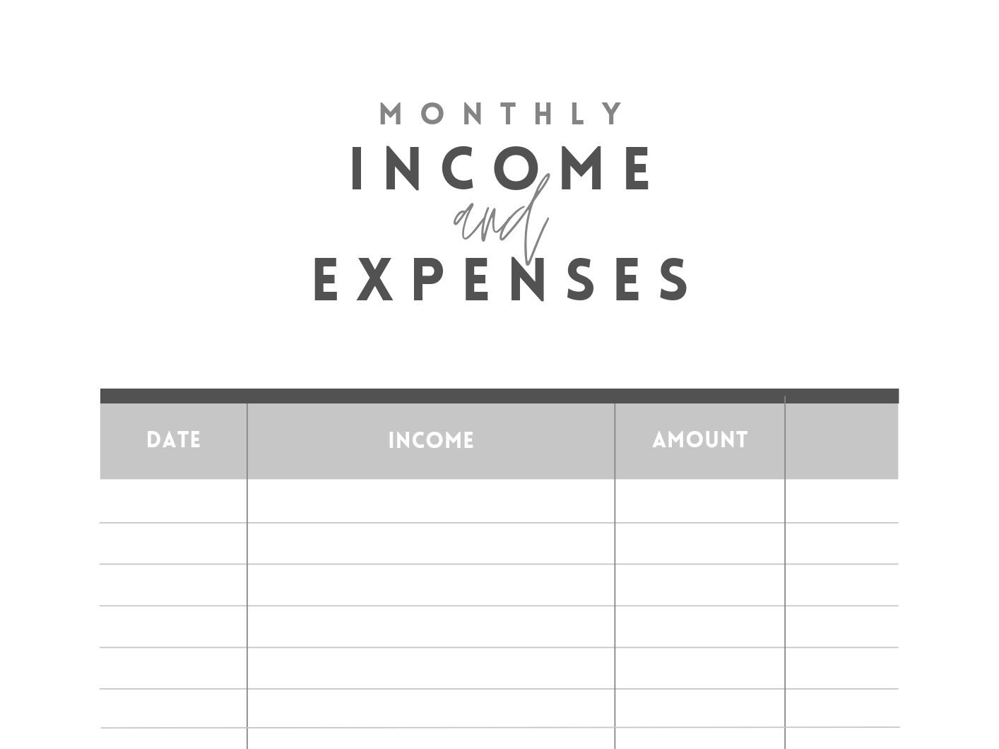 Financial Worksheets Planning Printable PDF Easy Minimal Expense Income ...