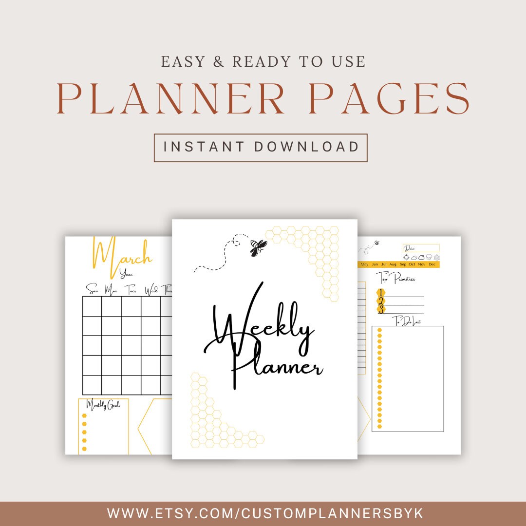 Bee Weekly Planner Printable - Etsy