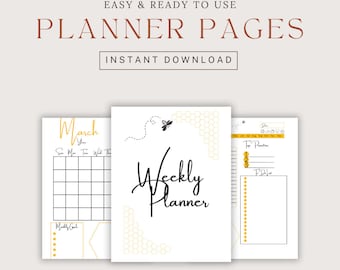 Printable Weekly Planner, to Do Planner, Print at Home, Cute Bee ...