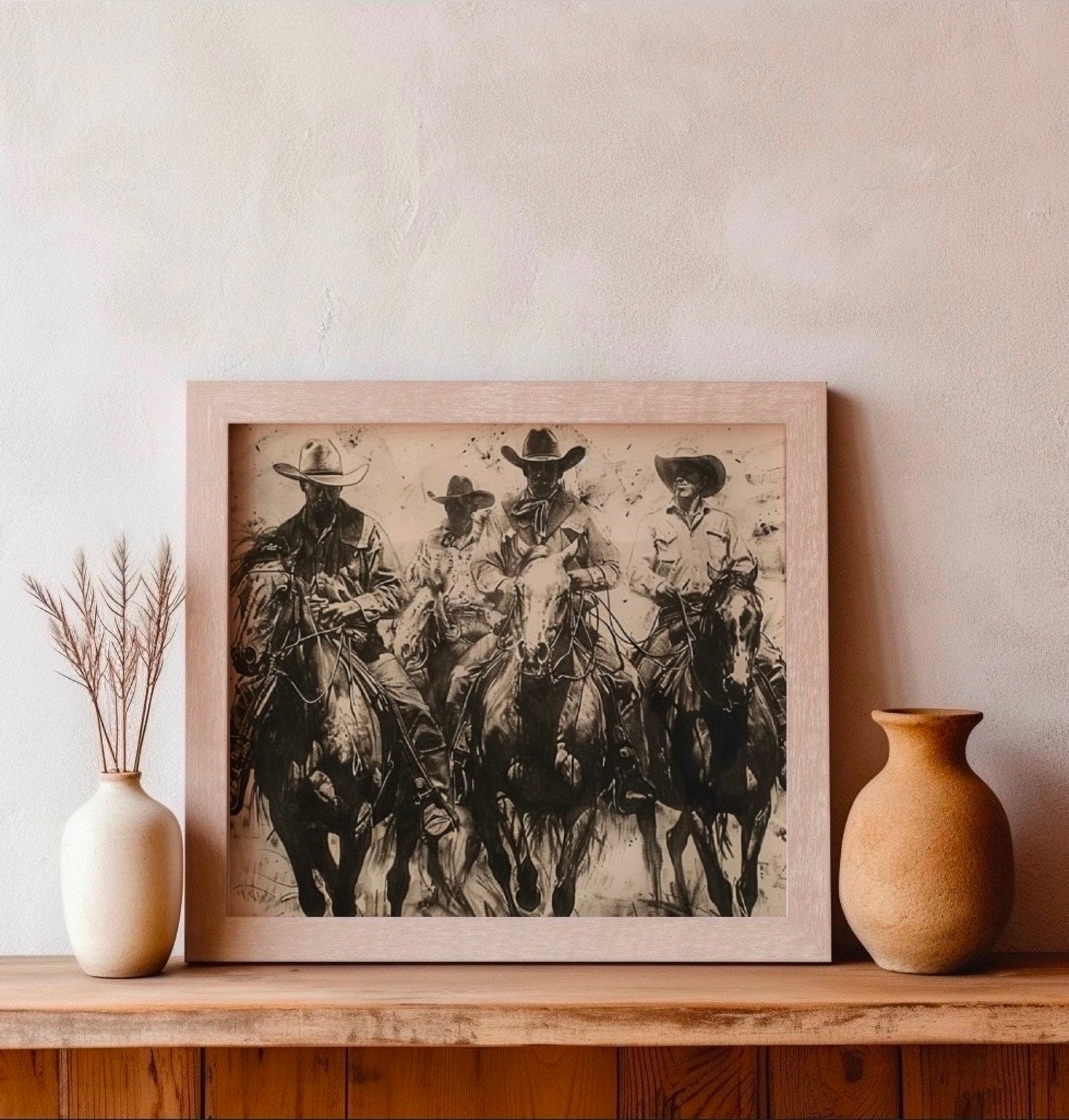 Western Cowboy Sketch Wall Art Digital Prints Wall Decor Artwork for ...