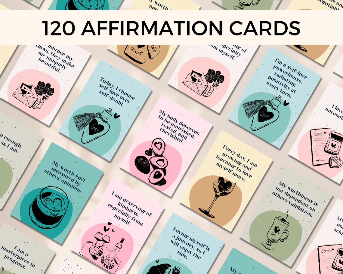 Positive Affirmation Cards for Self Love, Self Care and Worth Cards ...