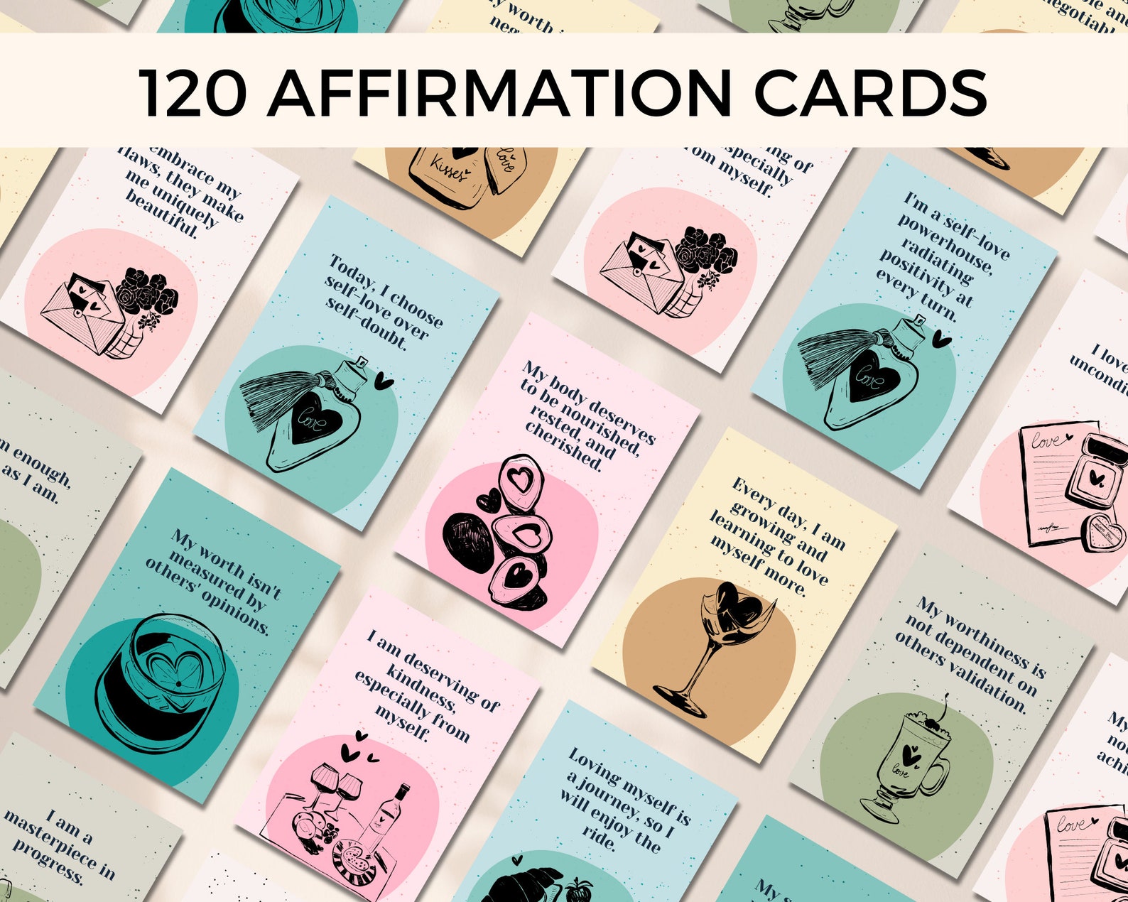 Positive Affirmation Cards for Self Love, Self Care and Worth Cards ...