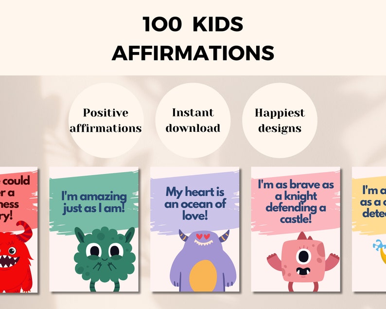 Positive Affirmations for Kids, Set of 100 Cards for Children With ...