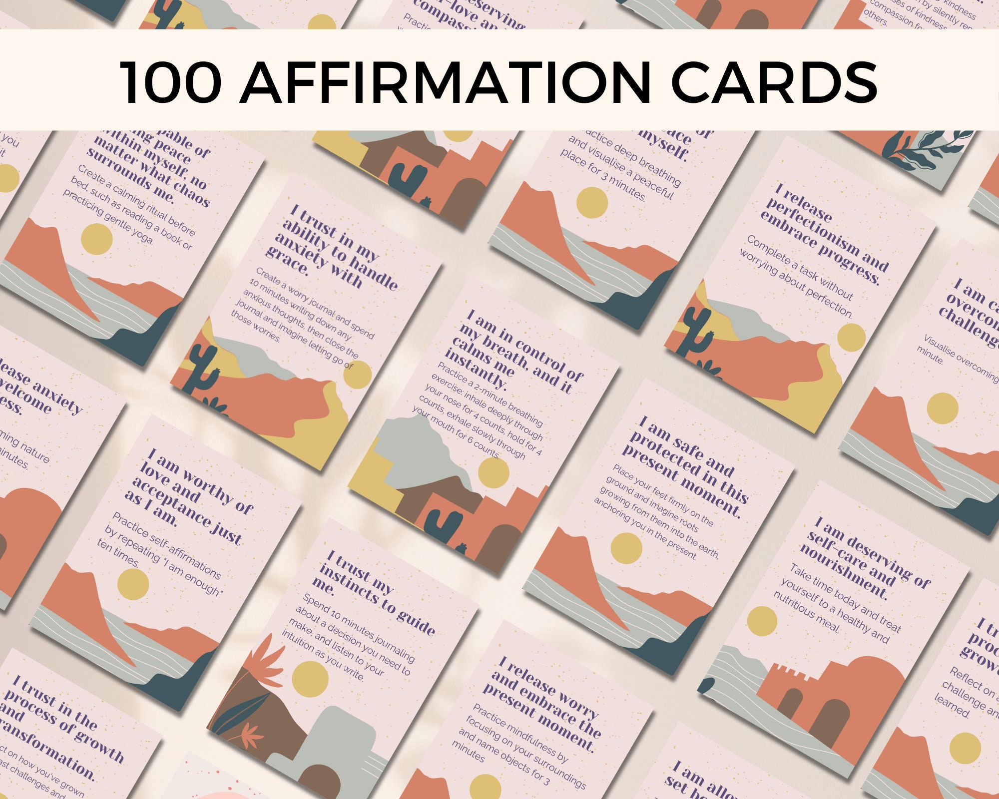 Affirmation Cards, Anxiety Positive Flash Cards, Trauma Calmness and ...