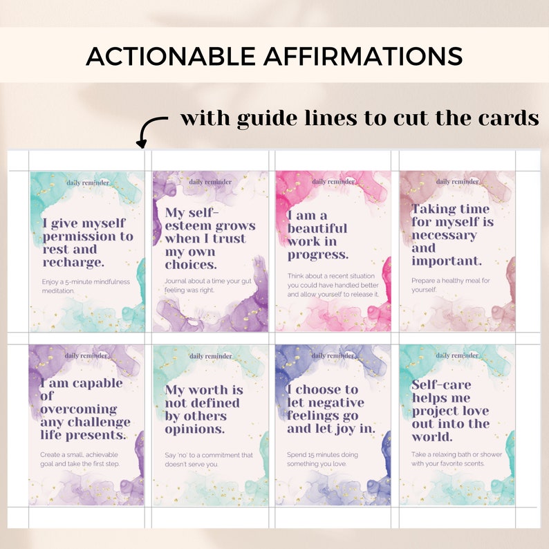 Positive Affirmation Cards, Printable Affirmation Digital Cards Deck ...