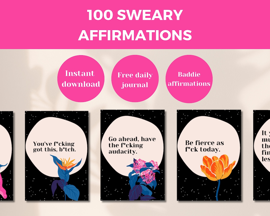 Swear Positive Affirmation Cards, Positive Affirmations Baddie Deck ...