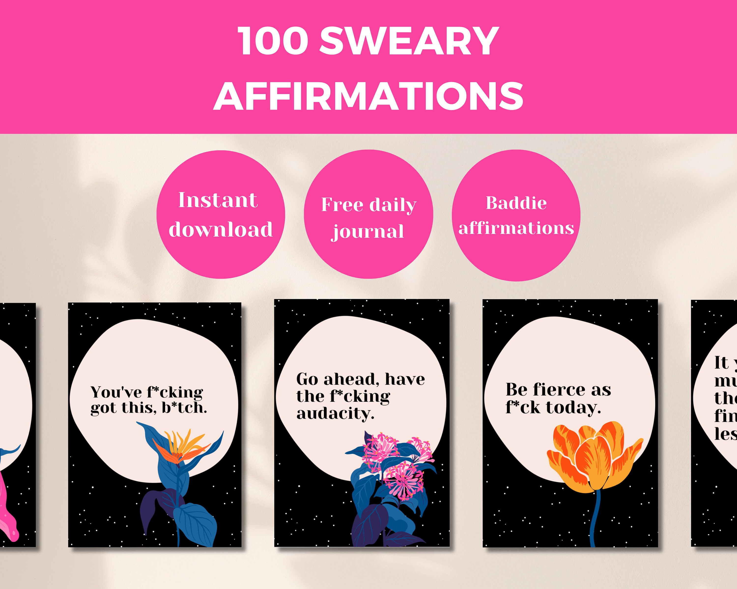 Swear Positive Affirmation Cards, Positive Affirmations Baddie Deck ...