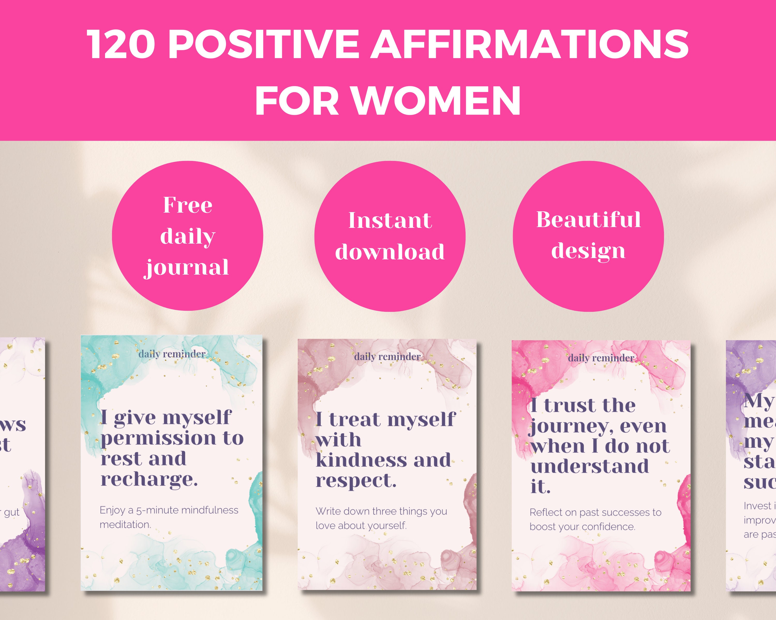 Positive Affirmation Cards for Women, Affirmation Cards Digital Deck ...