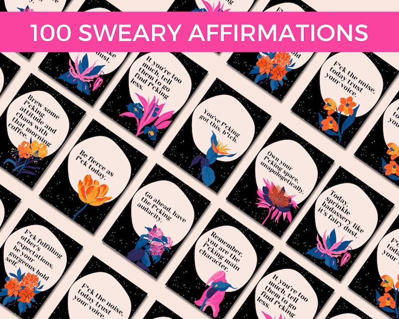 Swear Positive Affirmation Cards, Positive Affirmations Baddie Deck ...